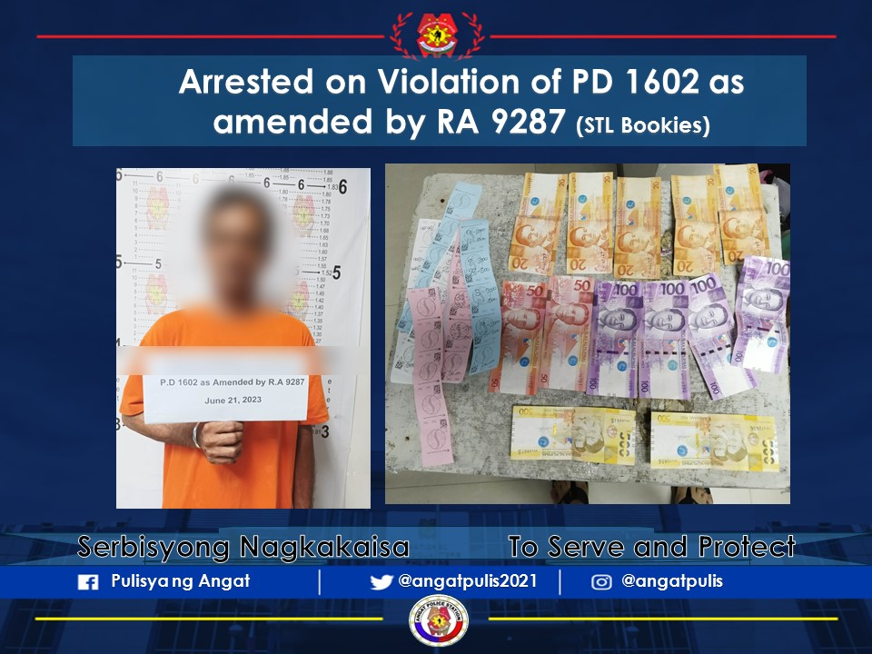 Arrested for Violation of P.D.1602 as amended by RA 9287 (STL Bookies)