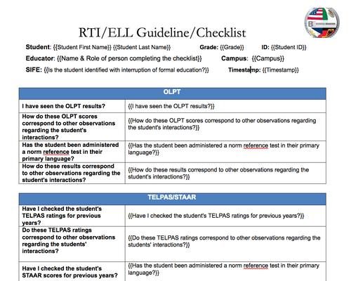 RTI/ELL Guideline/Checklist | home