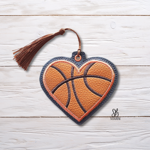 Basketball Heart Bookmark Embroidery Design | SB Stitching