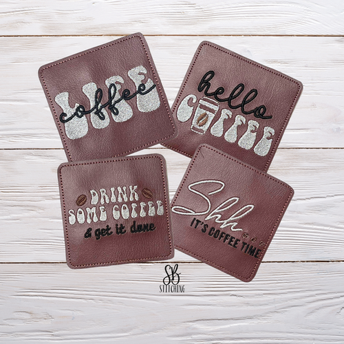 Coffee Coaster Set Machine Embroidery Design | SB Stitching