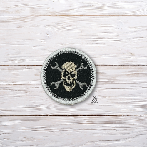 Skull w Wrench Crossbones Mini Patch Machine Embroidery Design | SB ...