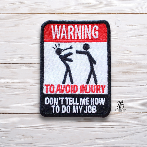 Warning Patch Machine Embroidery Design | SB Stitching