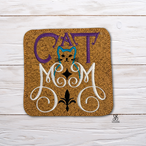 Cat Mom Coaster Embroidery Design | SB Stitching