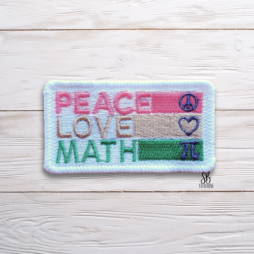 Peace Love Math Patch Machine Embroidery Design | SB Stitching