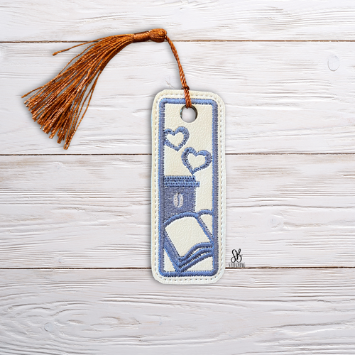 Hearts, Reading and Coffee Bookmark Machine Embroidery Design | SB ...