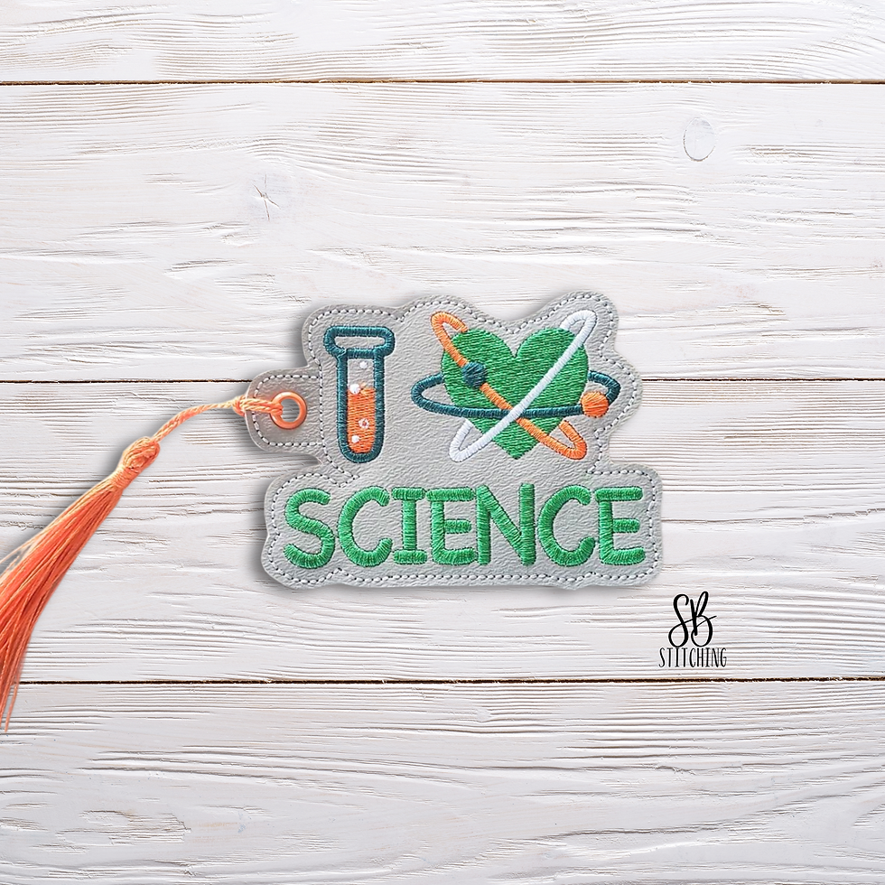 I Love Science Bookmark Embroidery Design | SB Stitching