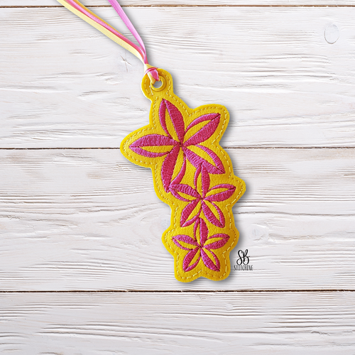 Plumeria Bookmark Machine Embroidery Design | SB Stitching