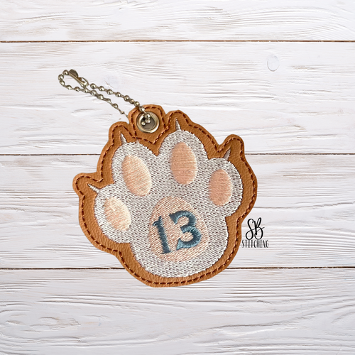 Cat Paw 13 Eyelet KeyTag Embroidery Design | SB Stitching