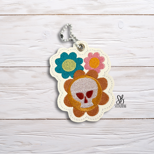 Groovy Skull Eyelet Machine Embroidery Design | SB Stitching