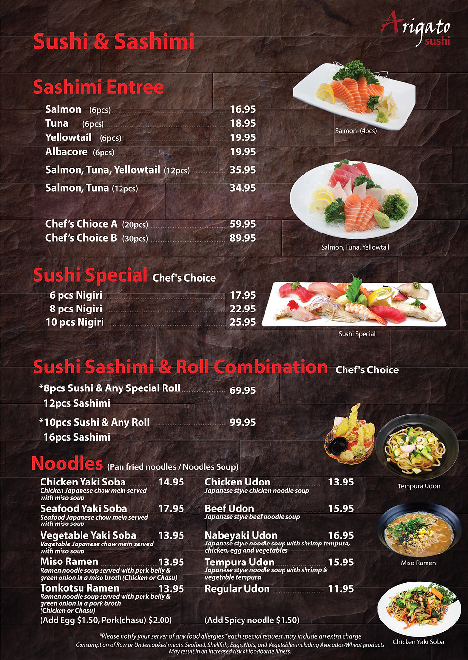 Menus | arigatosushi