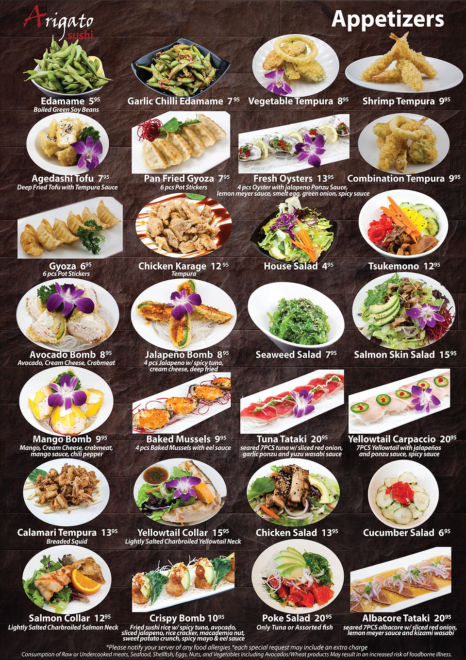 Menus | arigatosushi