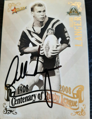Alan Langer Hand Signed Centenary of Rugby League Top 100 Players Card ...
