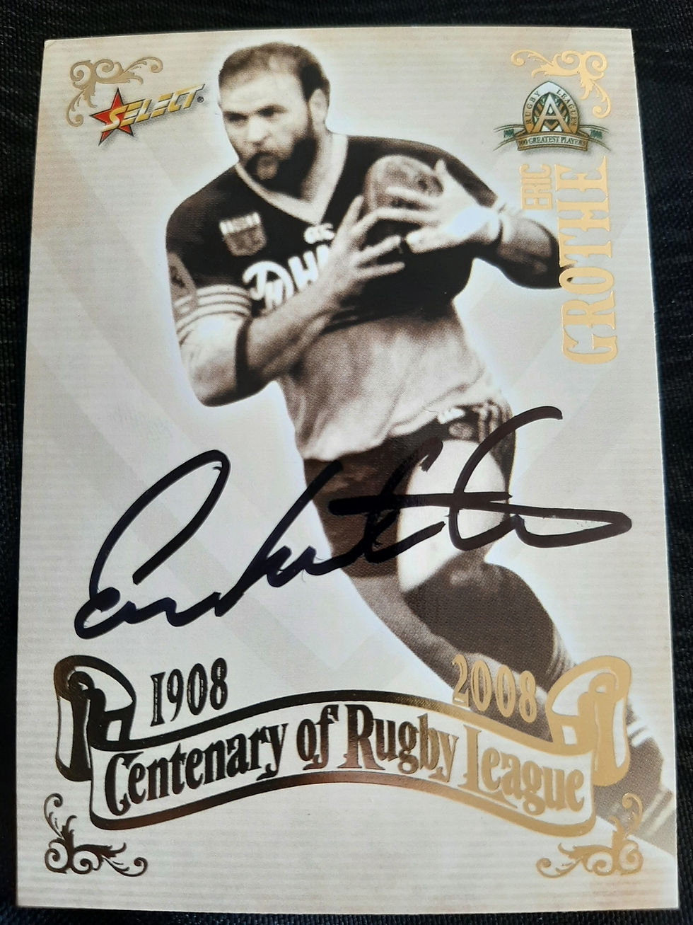 Eric Grothe Hand Signed Centenary of Rugby League Top 100 Players Card ...