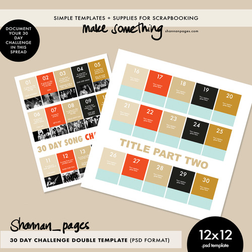 30 Day Challenge Double Template (12x12 PSD Format) | Shannan Pages