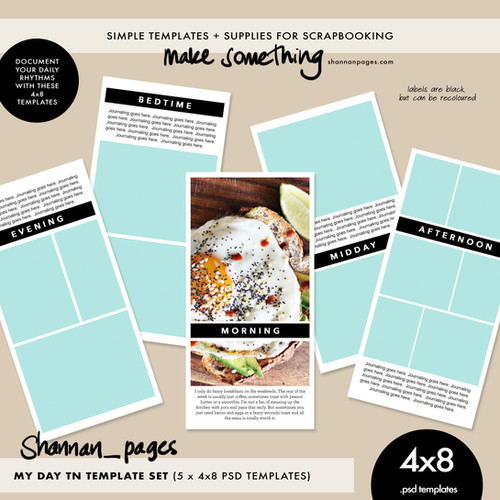 My Day TN Template Set (5 x 4x8 PSD Templates) | Shannan Pages