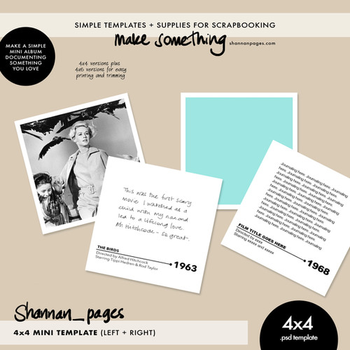 4x4 Mini Template (PSD format, left and right pages) | Shannan Pages