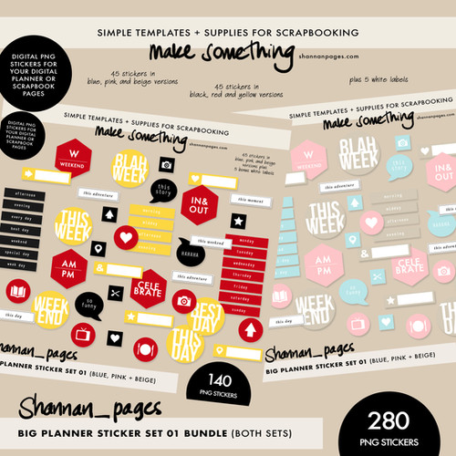The Big Planner Sticker Set Bundle (both colour versions) 275 png ...