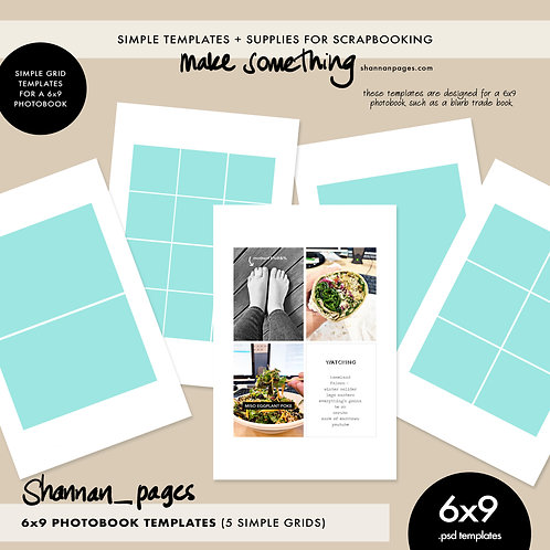 6x9 Grid Template Set (x5 PSD templates for use in a 6x9 photobook ...