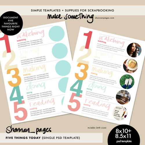 Five Things Today Single Template (8x10 and Letter sized PSD template ...