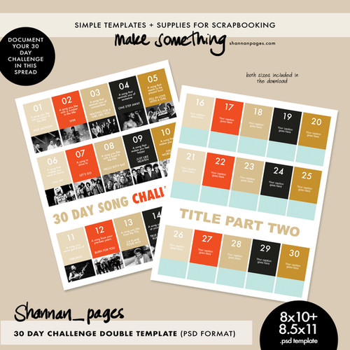 30 Day Challenge Double Template (8x10 and Letter PSD Format) | Shannan ...