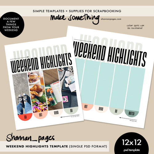 Weekend Highlights Single Template (12x12 PSD Format) | Shannan Pages