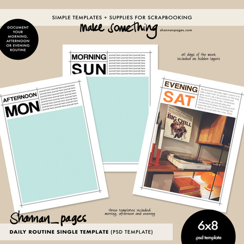 Daily Routines Single Template (6x8 size layered digital PSD format ...