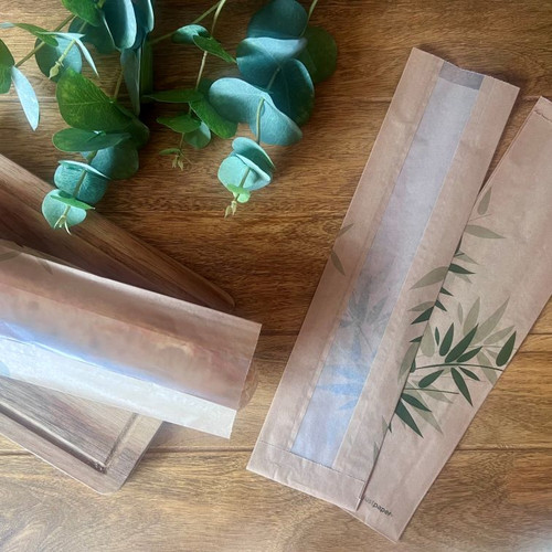 Waxed Kraft Greaseproof Baguette Paper Bags with Eco Window | Eco Home ...