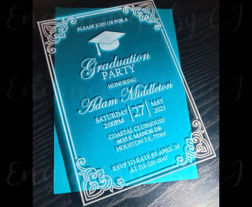 Elegant Acrylic Graduation Invitation | Engravings by CJ