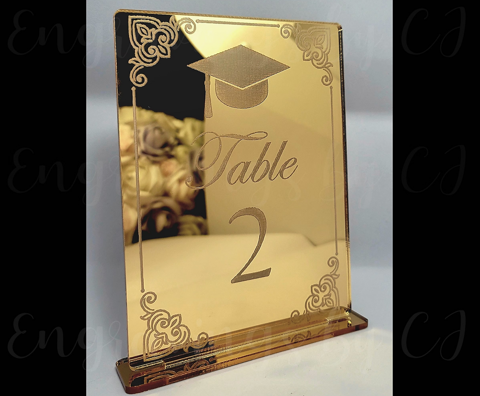 Mirror Graduation Table Numbers with Grad Cap | Engravings by CJ