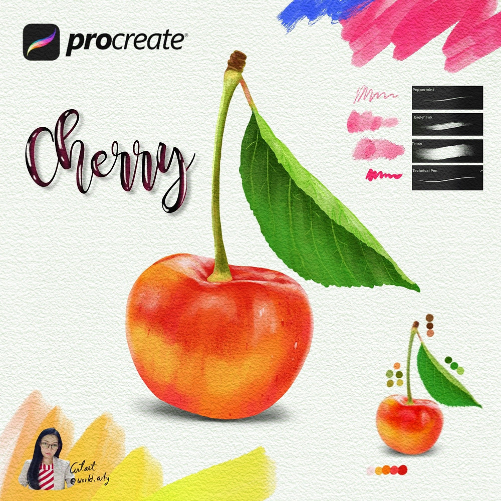 Cherry drawing guid tutorial (สอนวาดรูปเชอร์รี่)