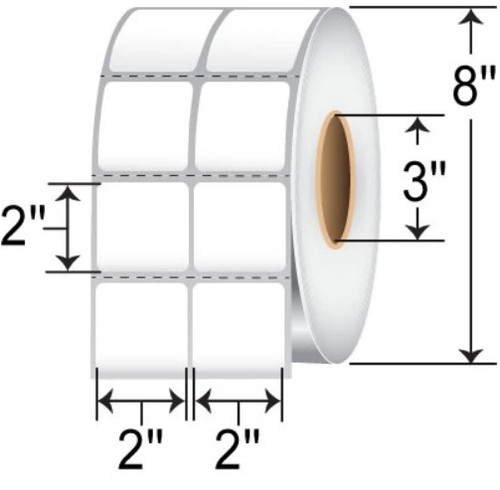 2" x 2" 2UP Thermal Transfer Labels with Perforation | Priddy Sales