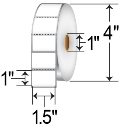 1.5" x 1" Direct Thermal Labels (1 Core, 4 OD) | Priddy Sales