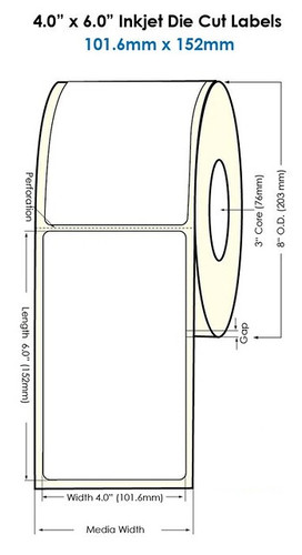 4" x 6" White High Gloss Paper Inkjet Labels | Priddy Sales
