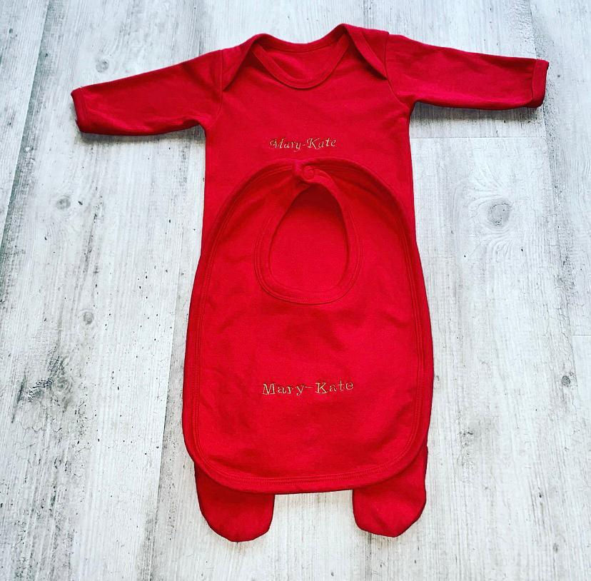 Personalised Red Baby Grow & Bib Combo | Elf Express