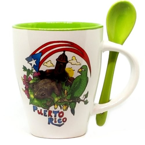 Puerto Rico Mug with Spoon : Cotorra | Wicca Wholesale