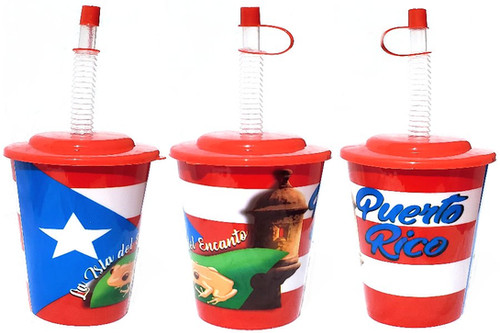 Puerto Rico Coqui Plastic Cup With Lids Straws | Wicca Wholesale