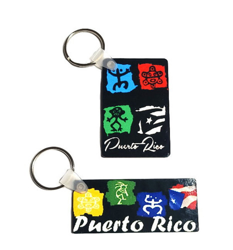Handmade Wooden Puerto Rico Flag keychain | Wicca Wholesale