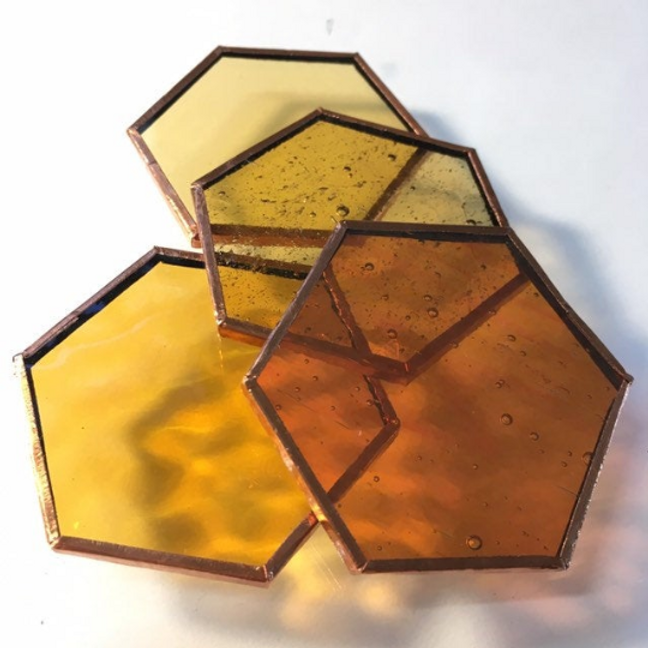 Glass Precut Hexagon | The Rusty Pickle Stained Glass & Glassery