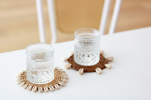 Rattan Coasters with Shells | Boho Bliss Dubai