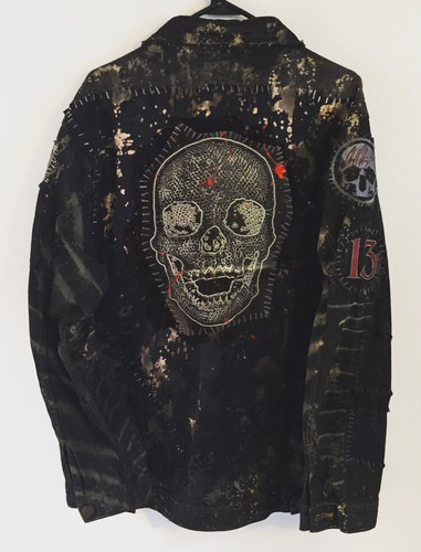 Black Denim Skull jacket | ChadCherryClothing