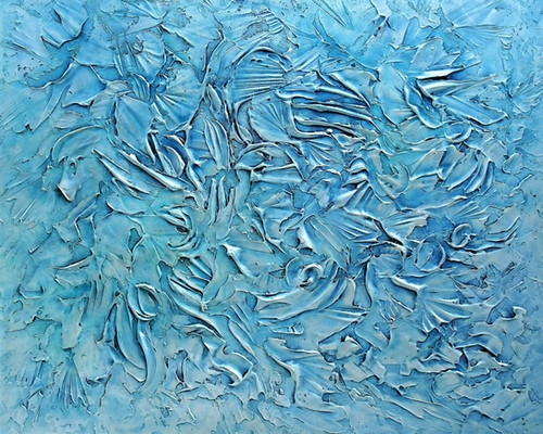 LOST IN THE MOMENT. Abstract Blue Coastal Art with 3D Dimensional ...