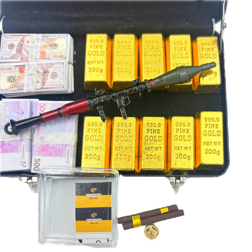 Mini Alloy Briefcase with Cigars, Coins, Money & Rocket Launcher ...