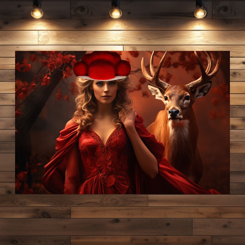 Schwarzwald Dame Alina mit Hirsch auf Poster oder Leinwand veredelt ...