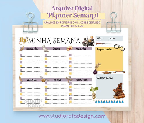 Planner Semanal Harry Potter #1 (arquivo digital) | Studio Rafa Design