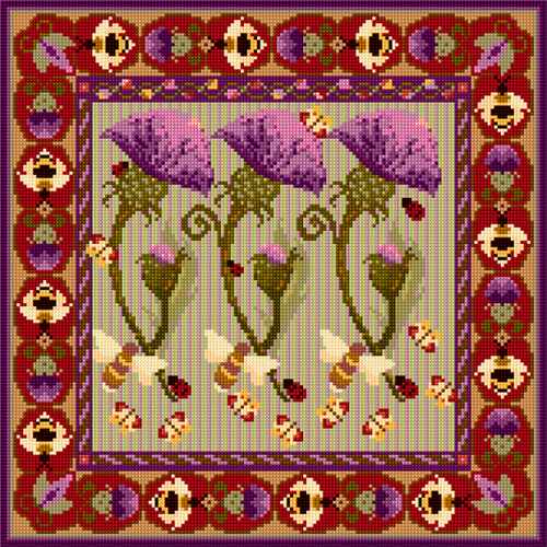Thistle and Bee Tapestry Cushion Kit, Thistle and Bee Tapestry Hanging Kit,