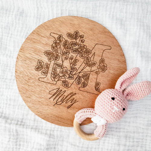 Monogram Timber Name Plaque 18cm | The Engraving Studio