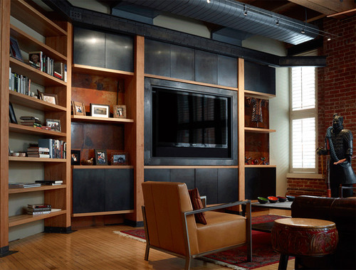 Media Wall with Hidden TV Panel | WWMS | Denver, CO