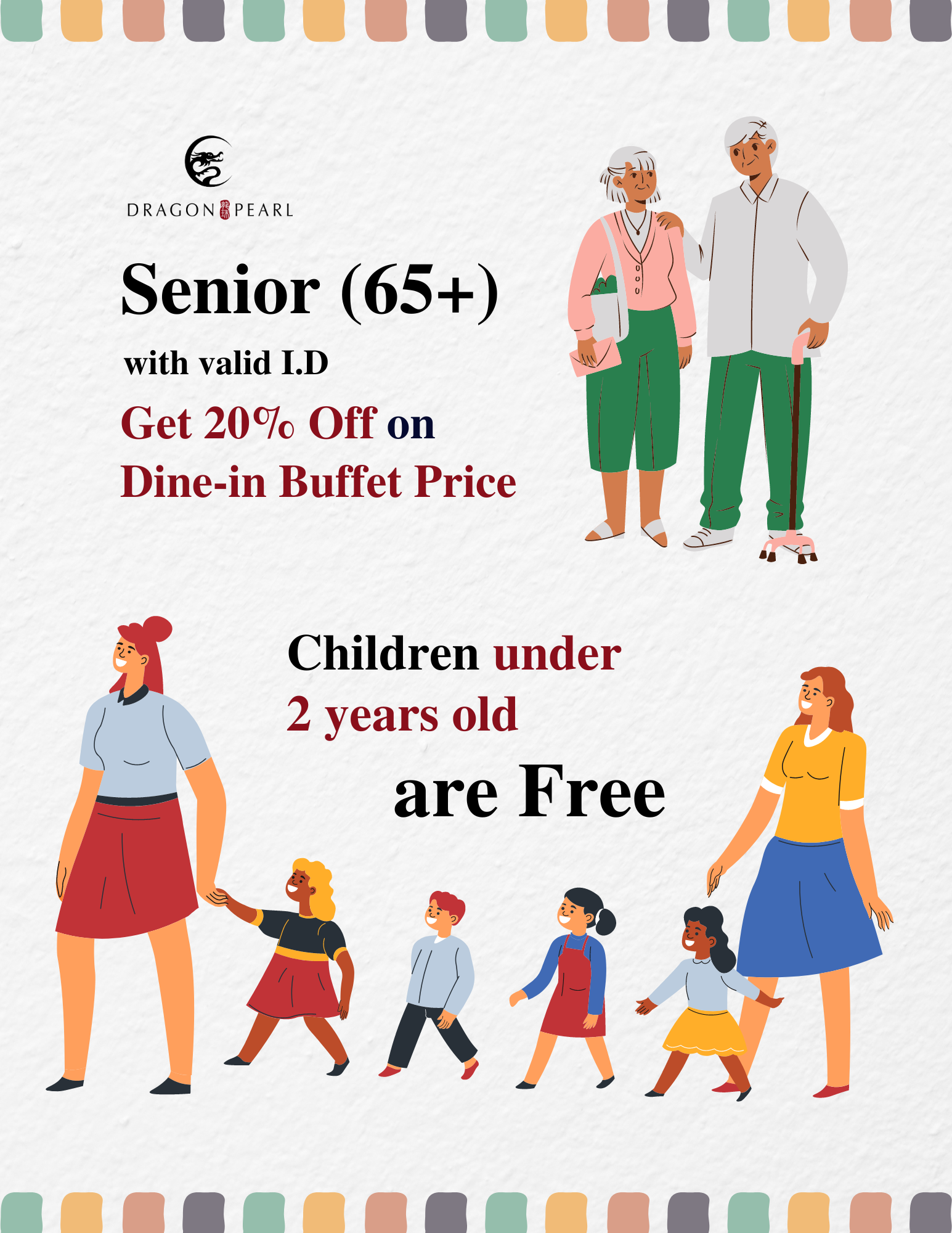 Senior (65+) Enjoy 20% Off on Dine-in Buffet Price