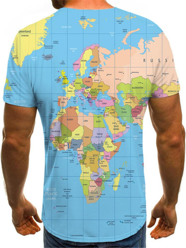 KYKU Men World Map Shirt Globe Costume Earth Print Geography for Adult ...