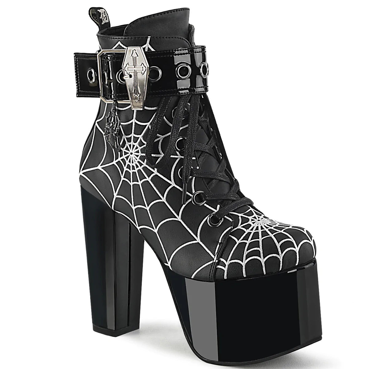Demonia Spider Web Platform Heels | Kirkas